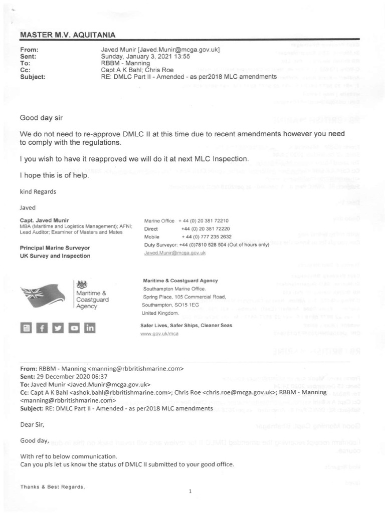 32.Dmlc Part 2 Approval Mail From Flag State | PDF | Oceanography ...