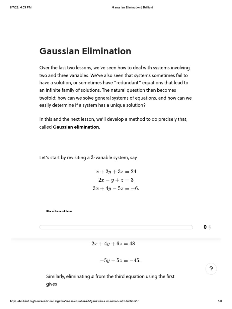 Gaussian Elimination - 1brilliant | PDF