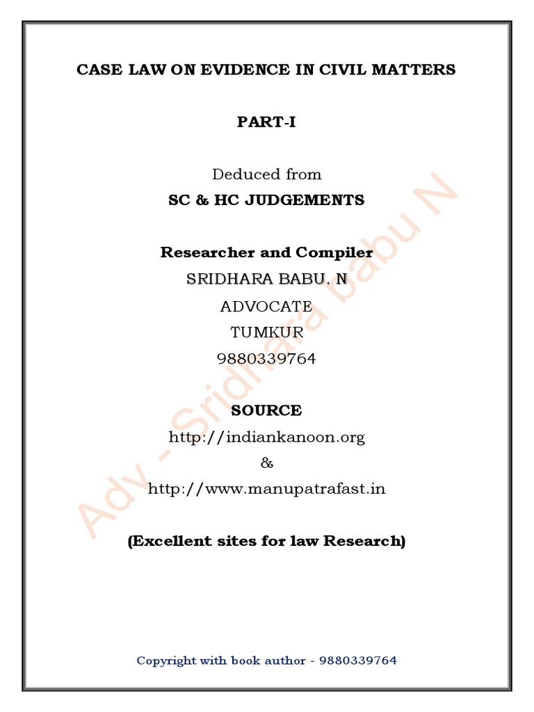 Case Law On Evidence in Civil Matters | Download Free PDF | Evidence ...
