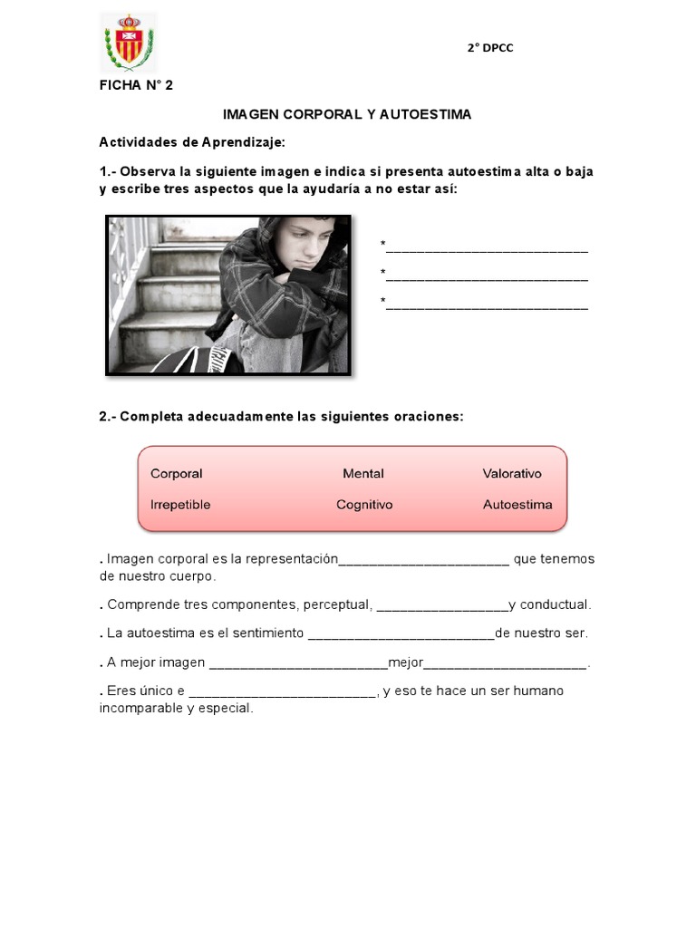 Ficha 2do DPCC Imagen Corporal y Autoestima | PDF | Crecimiento personal y profesional ...