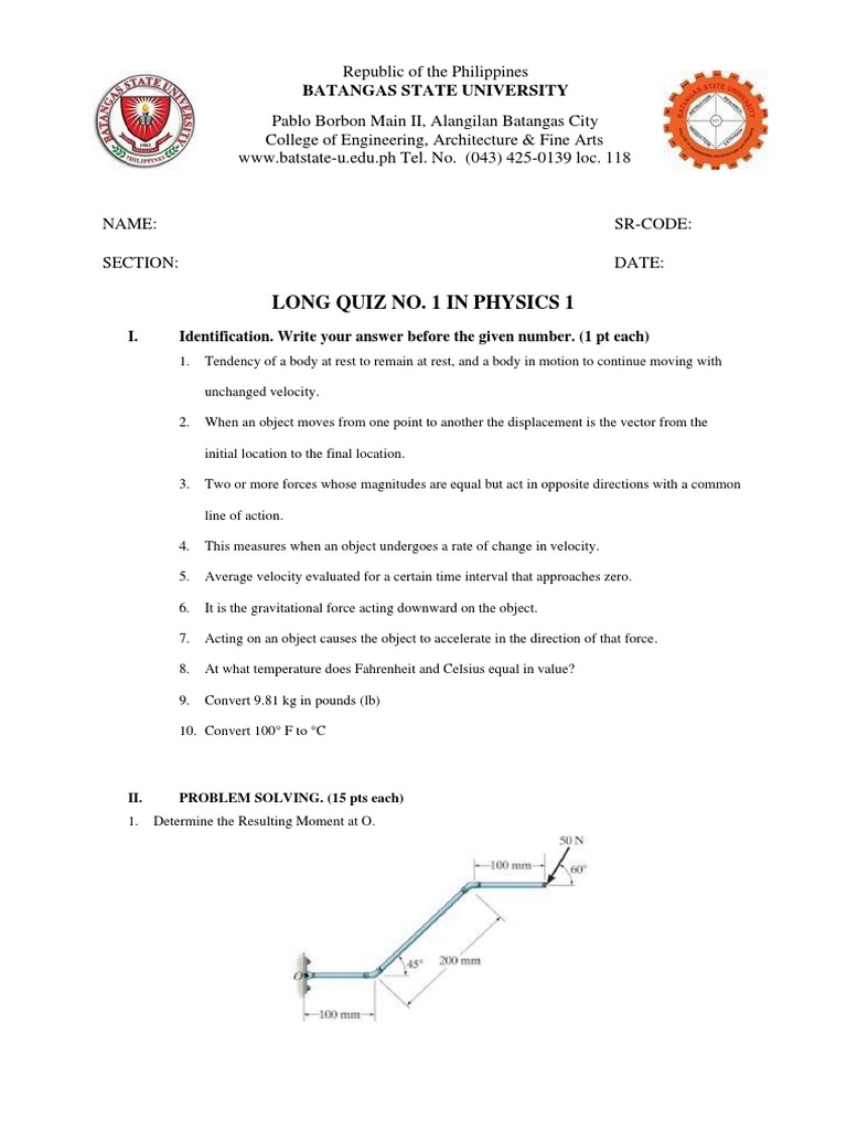 Long Quiz 1 | PDF