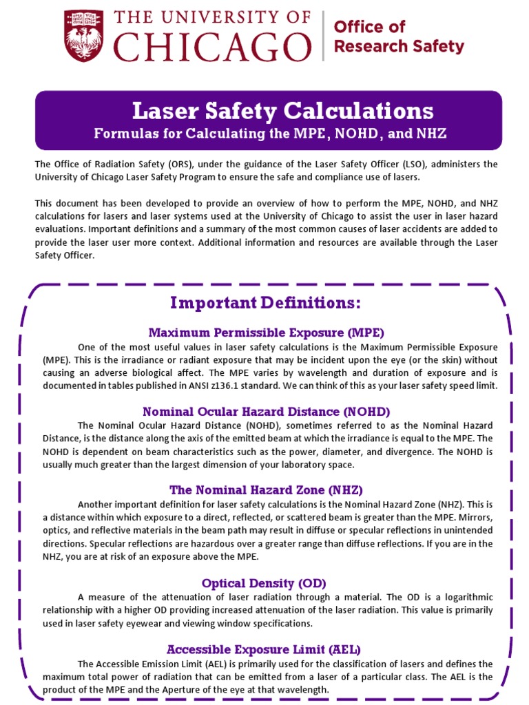 Laser Safety Calculations | PDF | Laser | Radiation