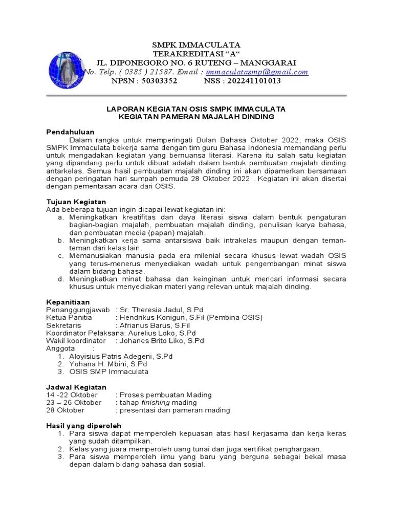 Laporan Kegiatan OSIS | PDF