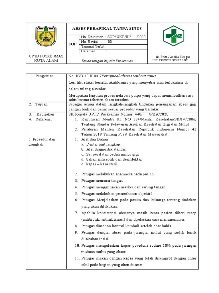 Sop Abses Perapikal Tanpa Sinus | PDF