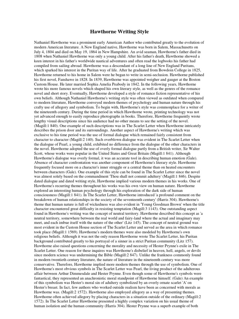 Hawthorne Writing Style | Nathaniel Hawthorne | The Scarlet Letter