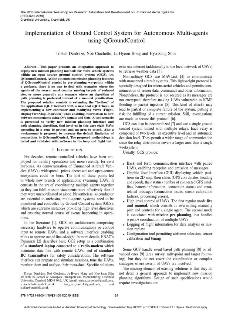 Implementation of Ground Control System For Autonomous Multi-Agents Using QGC | PDF | Unmanned ...