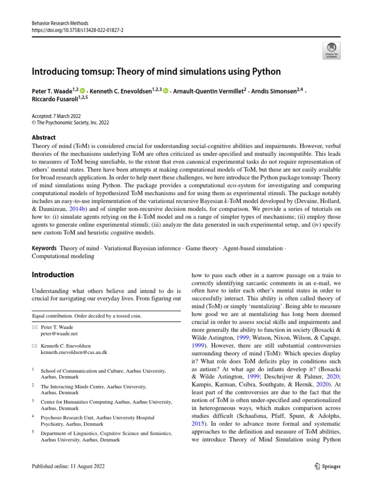 Introducing tomsup: ToM Simulations in Python | PDF