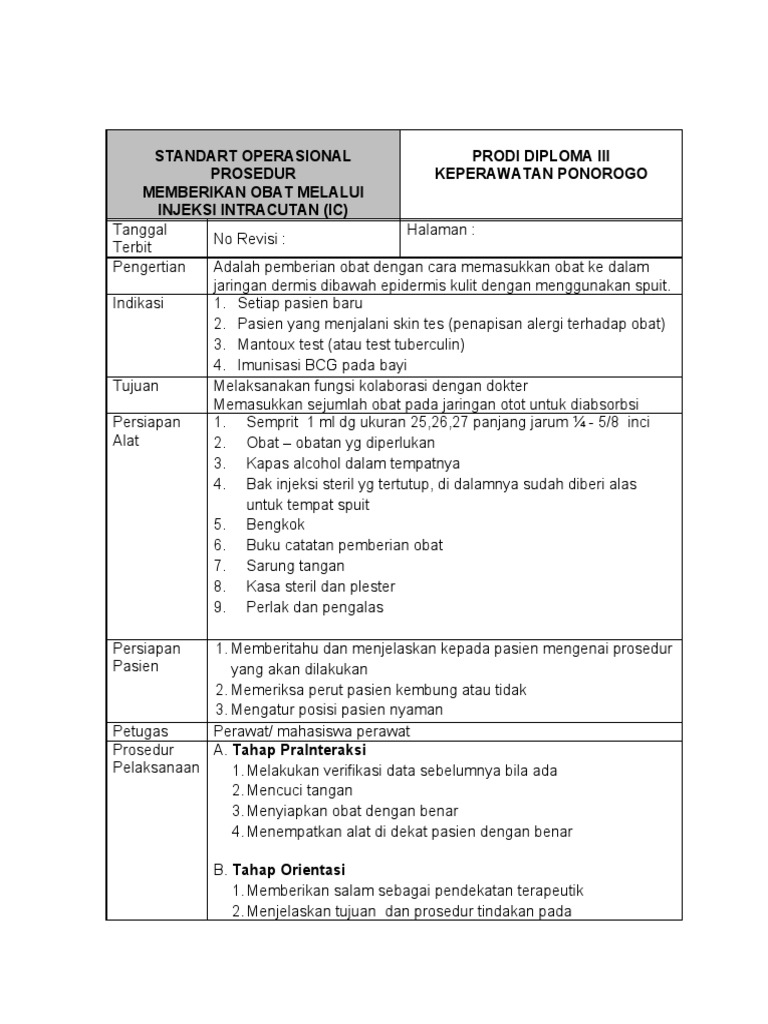 SOP Injeksi IC | PDF