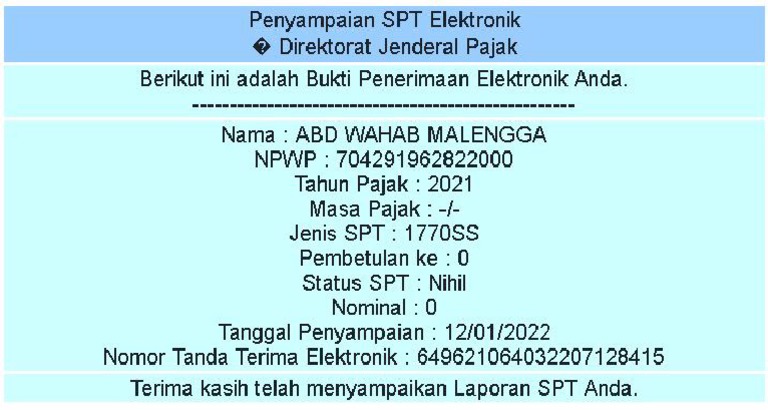 Bukti SPT Tahunan | PDF