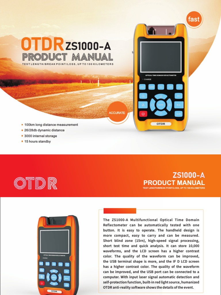ZS1000-A OTDR Product Manual | PDF | Optical Fiber | Computing
