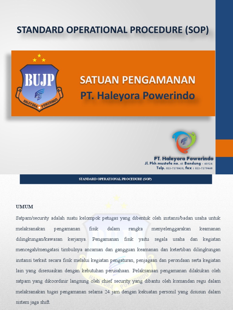 Satuan Pengamanan: Standard Operational Procedure (Sop) | PDF