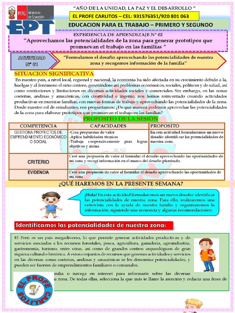Experiencia de Aprendizaje 02 - Actividad 01 - 1ero y 2do - Ept - 2023 - 00001 | PDF