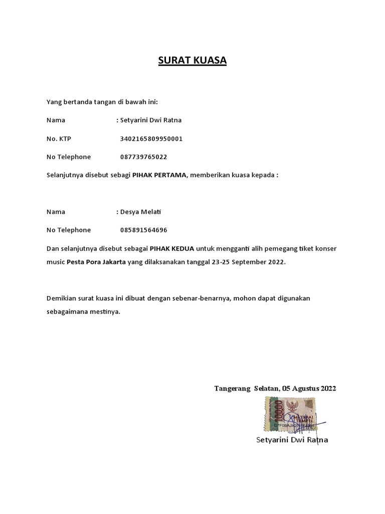 Surat Kuasa Pesta Pora | PDF