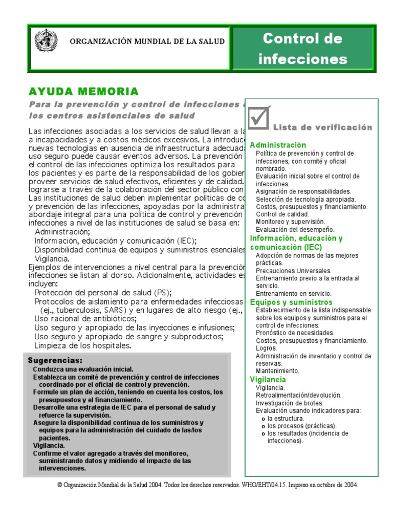 Ayuda Memoria Control Infecciones | PDF