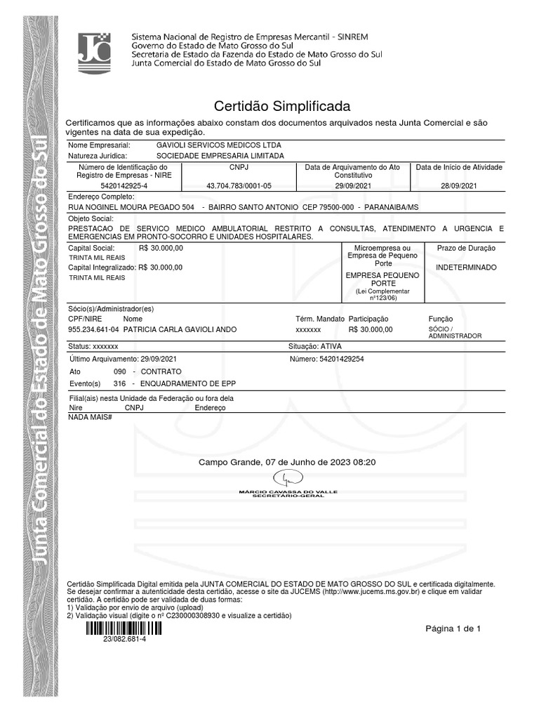 Certidao Junnta Comercial | PDF | Economia de negócios | Business