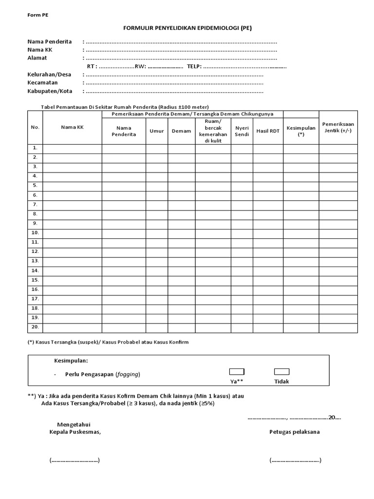 Form PE Chikungunya | PDF