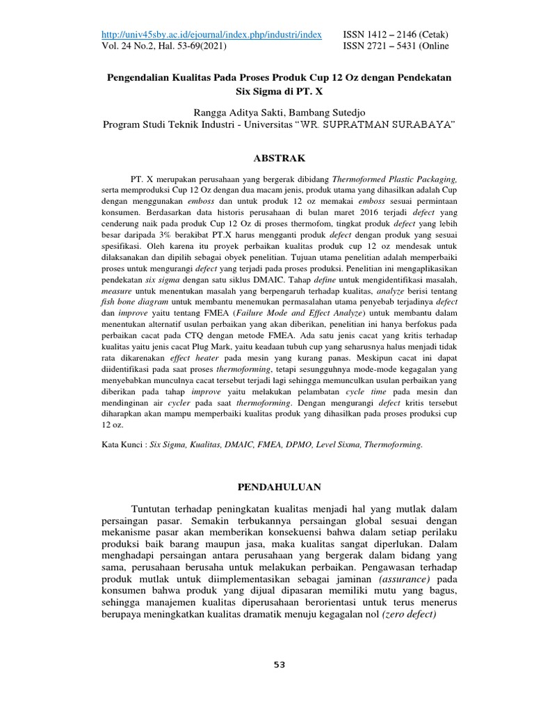 Improvement Defect Product Cup Plastik | PDF