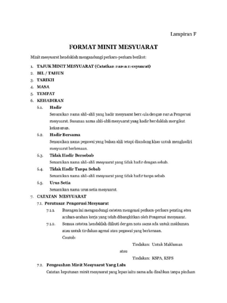 Format Minit Mesyuarat | PDF