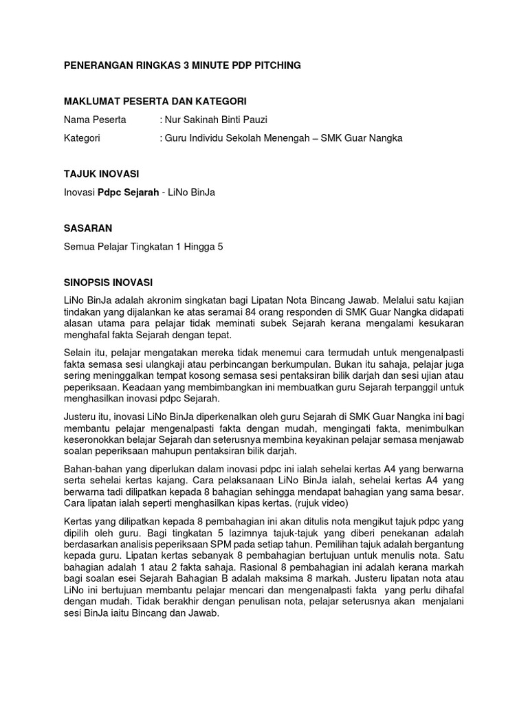 3 Minute PDP Pitching | PDF