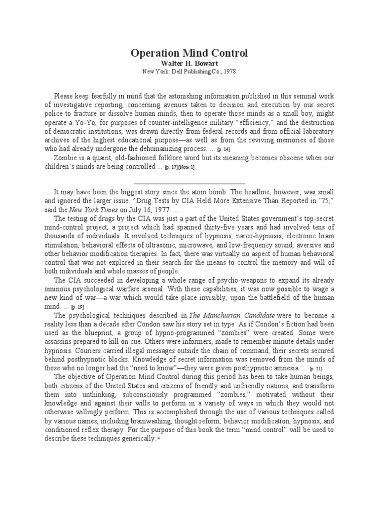 Operating Mind Control | PDF