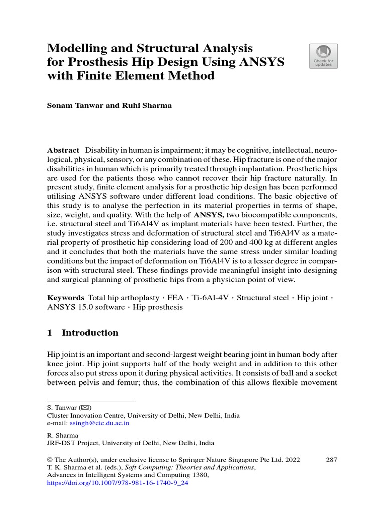 Modelling and Structural Analysis For Prosthesis Hip Design Using ANSYS ...