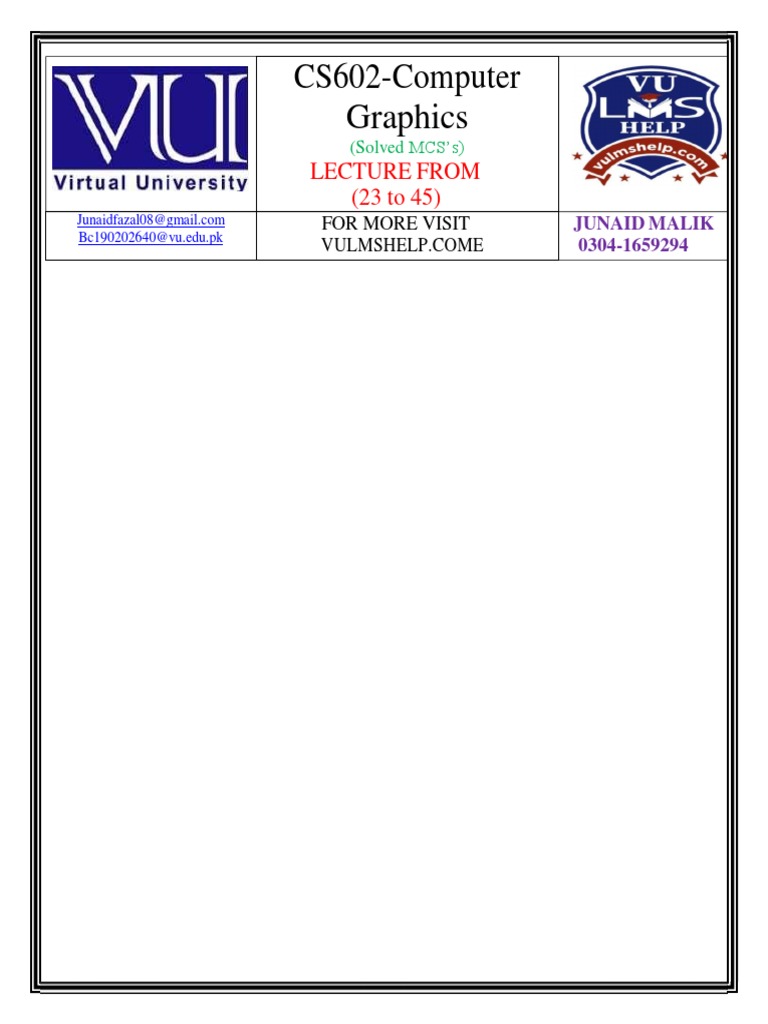 CS602 Mcqs | PDF | Geometry | Mathematics