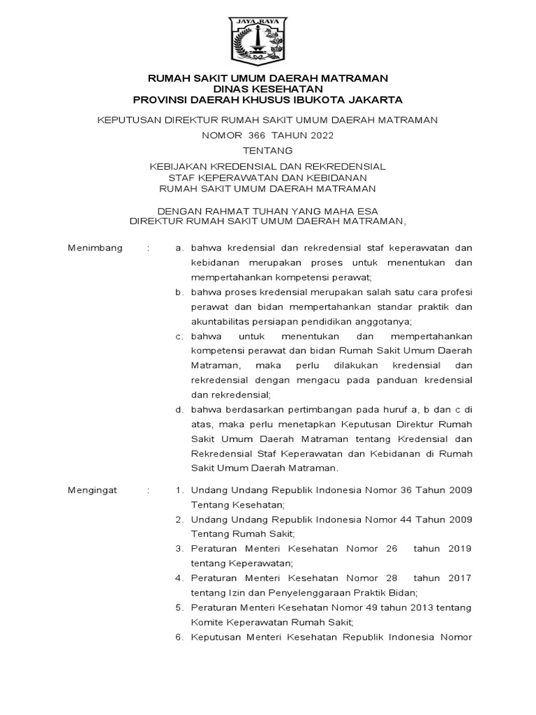 Kebijakan Kredensial Staf RS Matraman | PDF | Bisnis