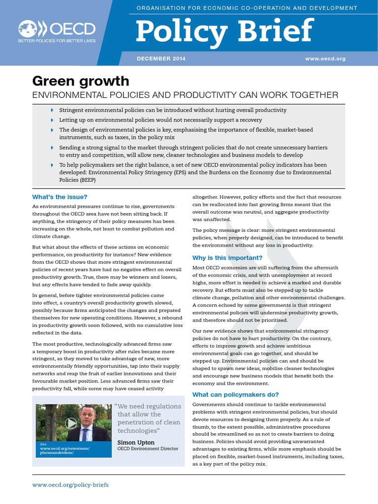 PB Green Growth - Dec14 - v5 | PDF | Environmental Policy | Economic Growth