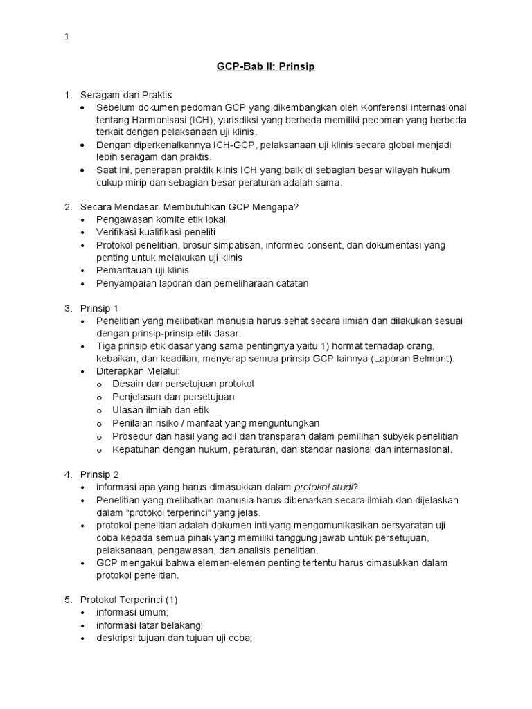 Bab II Prinsip GCP | PDF