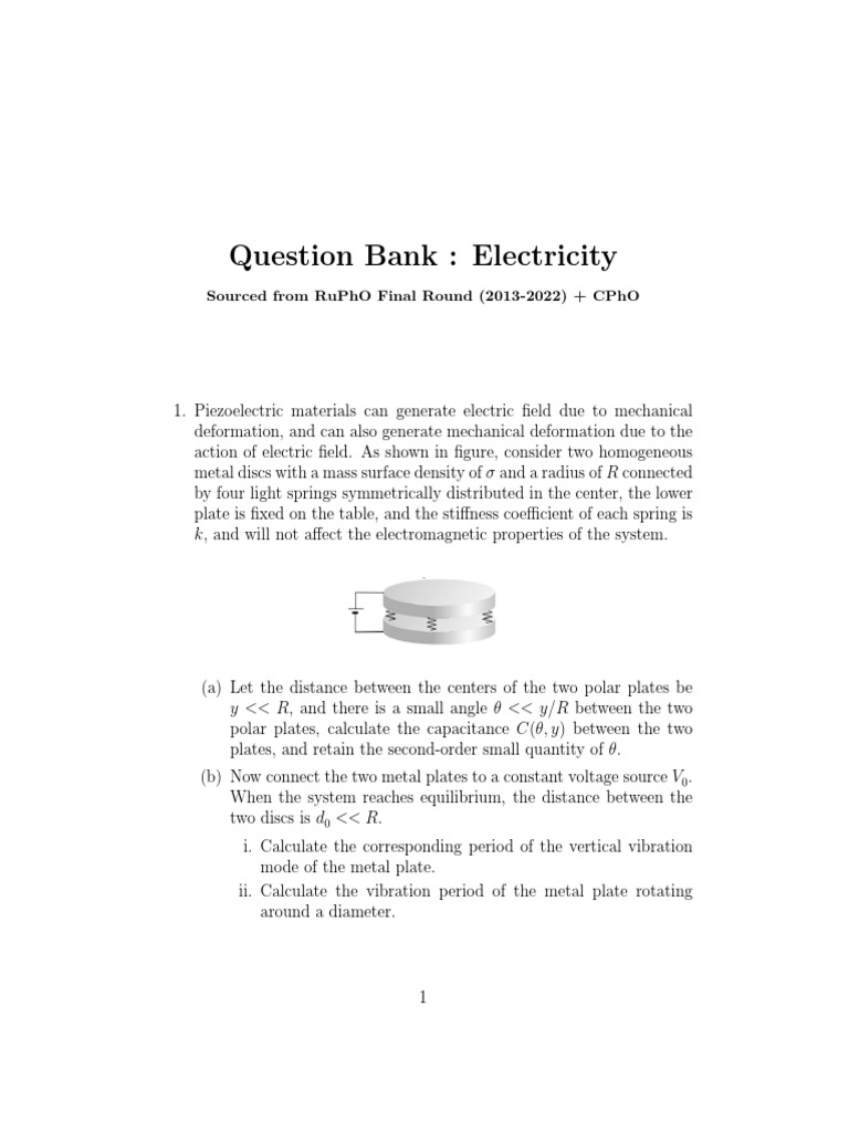 Electricity Question Bank-1 | PDF