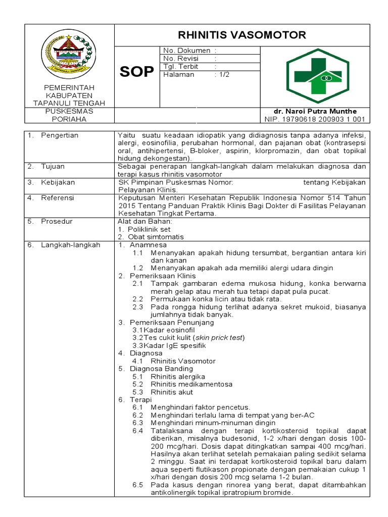 Rhinitis Vasomotor | PDF