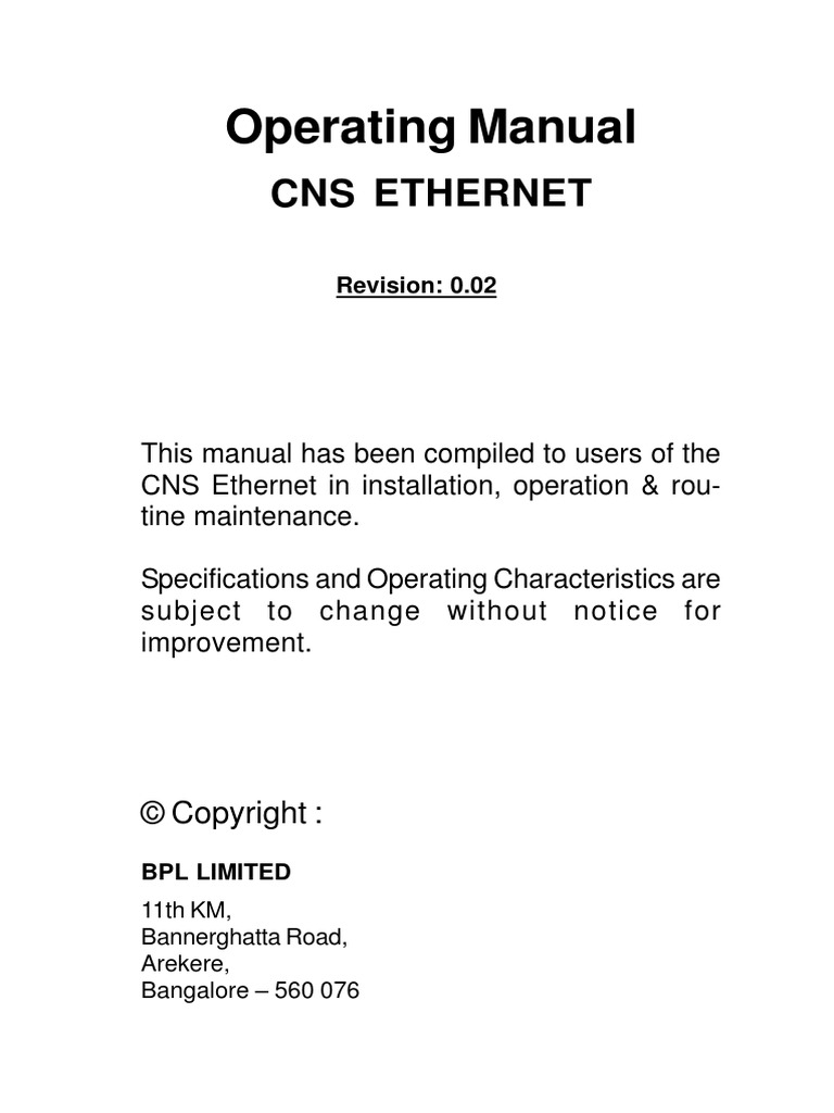 CNS-Ethernet-User Manual | PDF