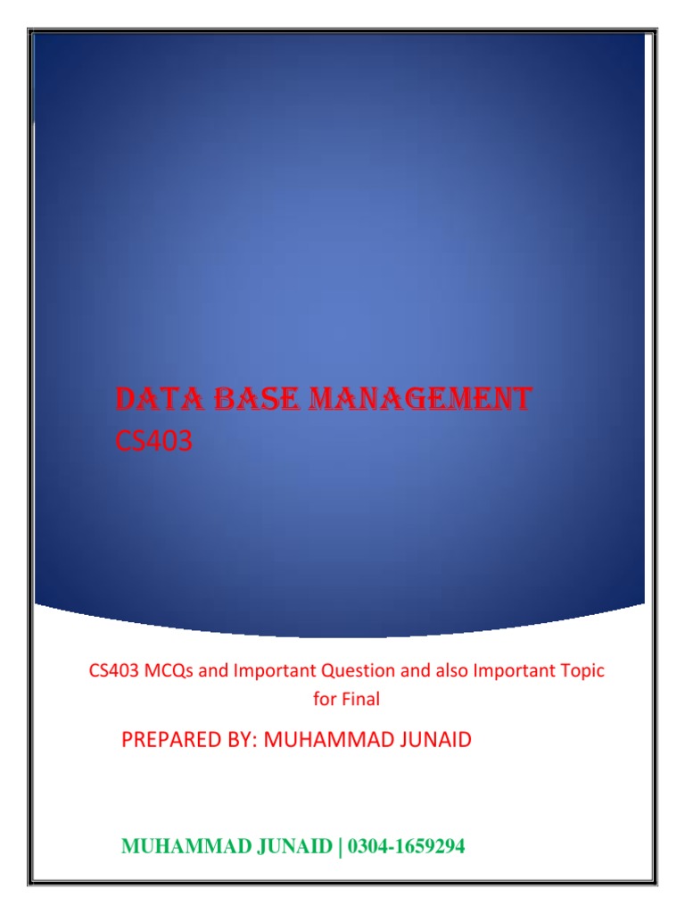 CS403 IMP Short Notes | PDF | Databases | Database Index