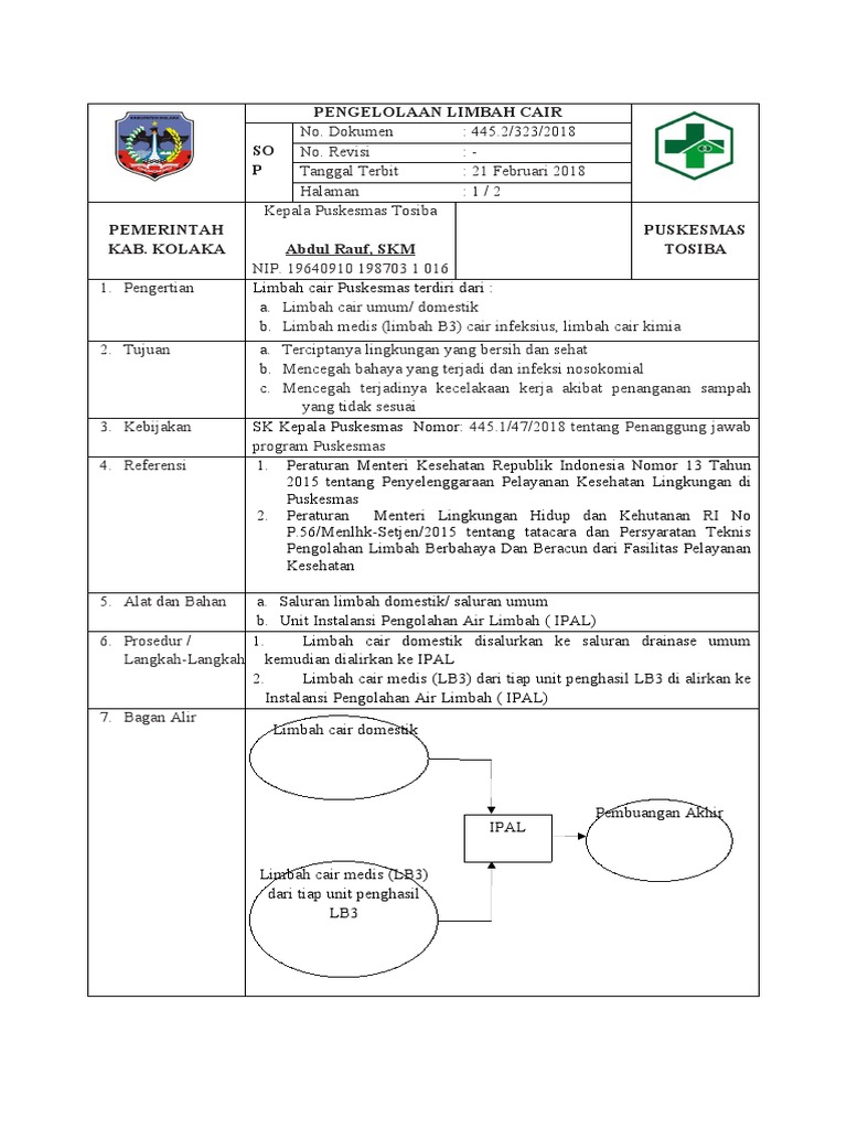 Sop PENGELOLAAN LIMBAH CAIR | PDF | Griya & Taman