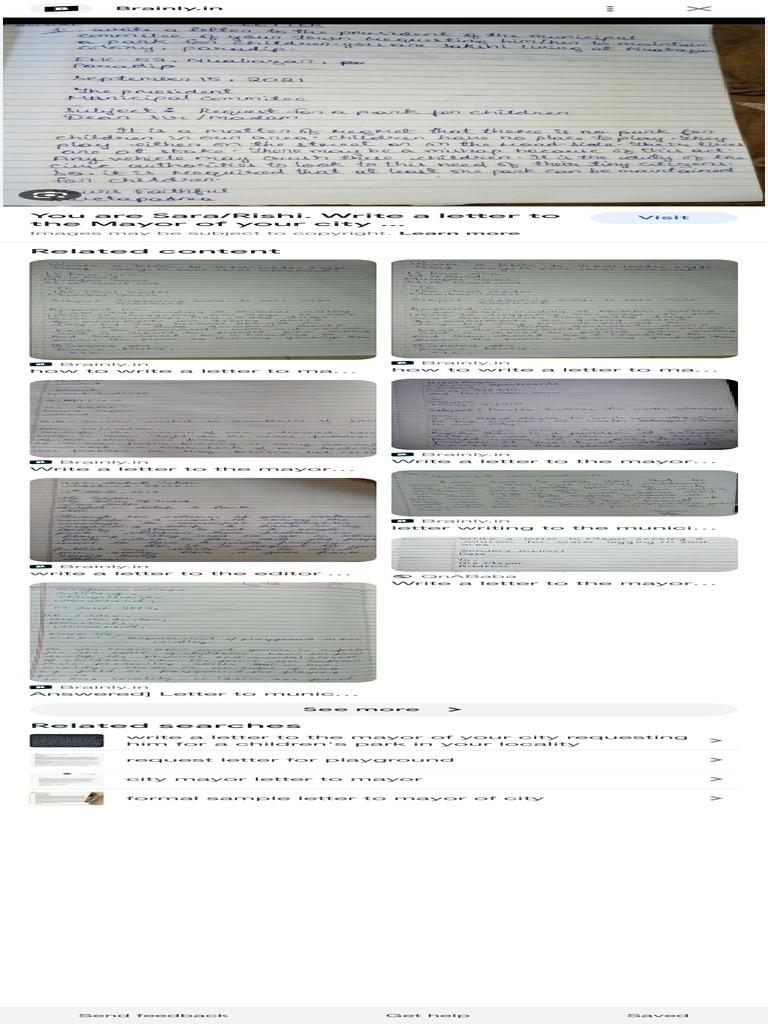 Write A Letter To The Mayor of Your City Requesting Him For A Children's Park and A Jogging ...