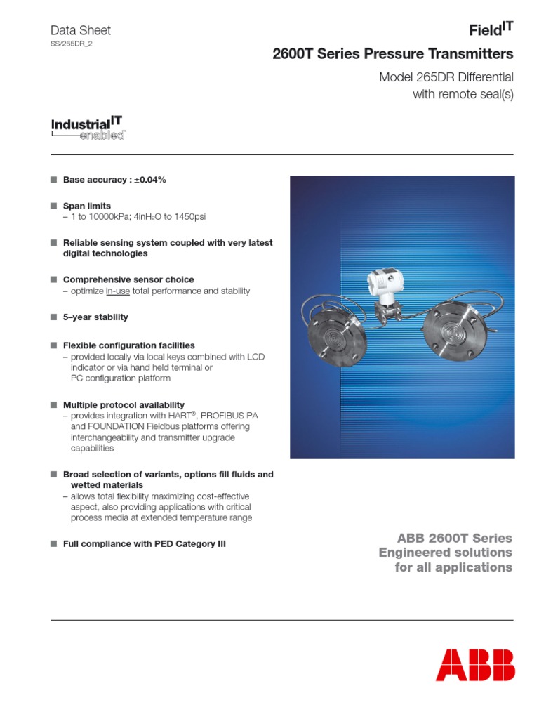 ABB 265DR Differential Pressure Transmitter | PDF