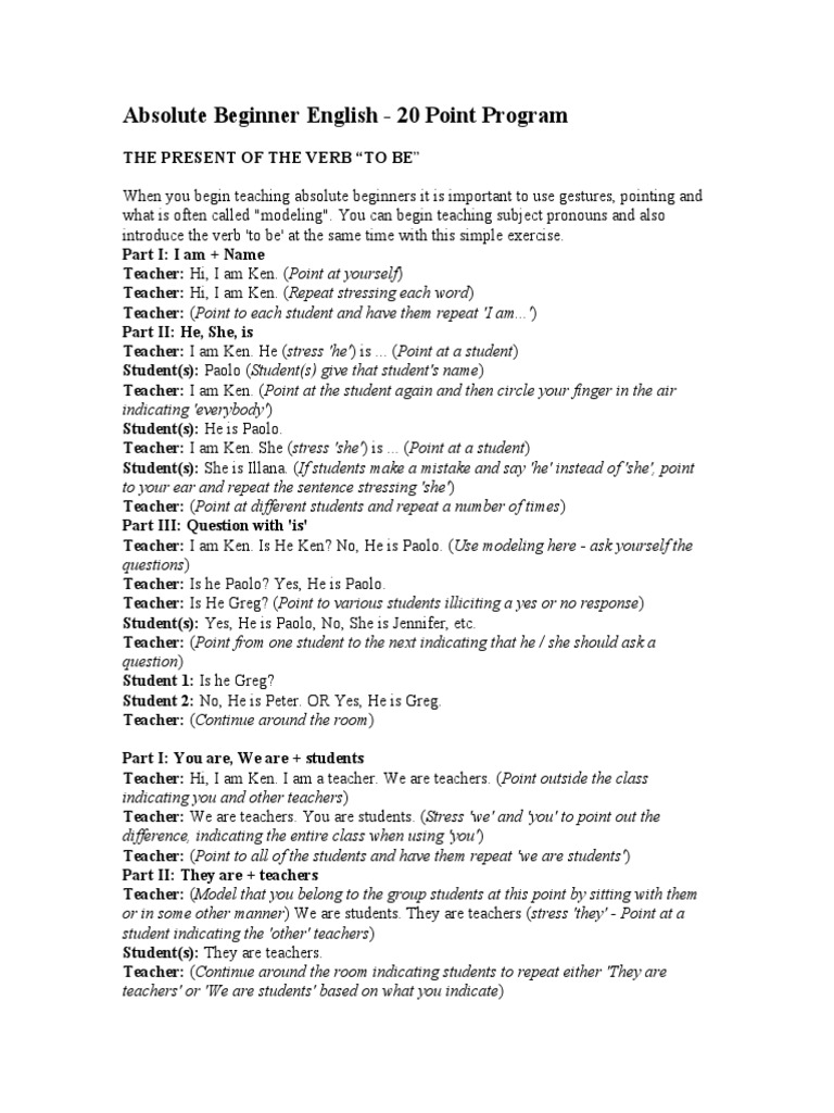 Absolute Beginner English Guide | PDF | Foreign Language Studies