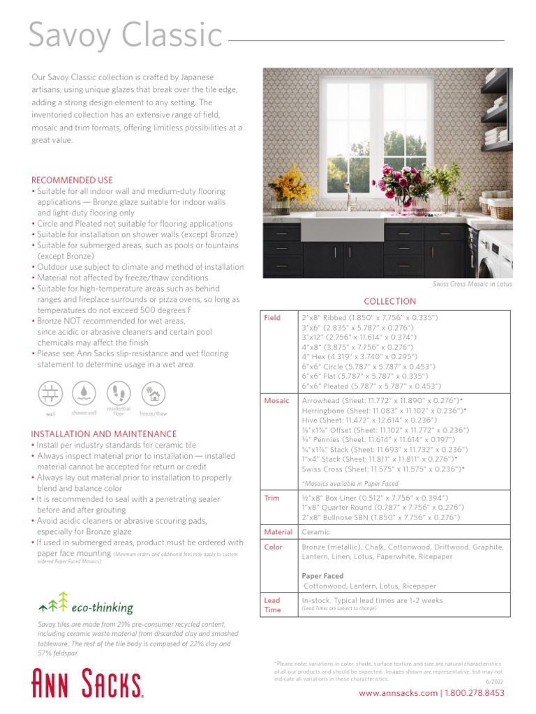 Tearsheet Savoy | PDF | Tile | Flooring