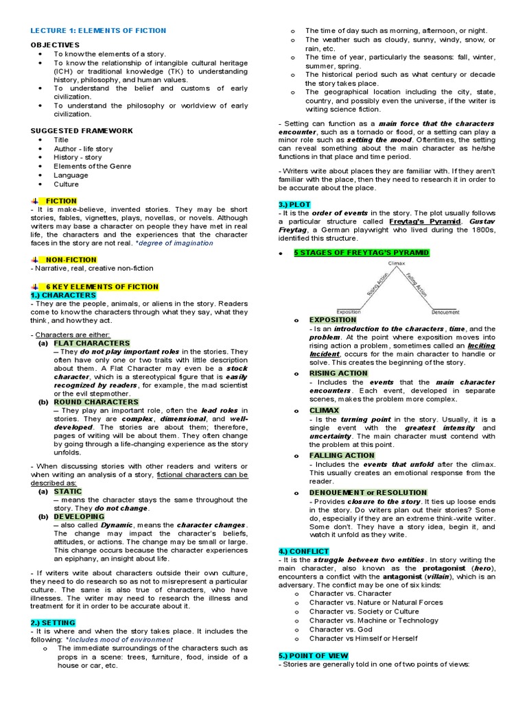 1 & 2 LECTURES - Elements.. & Framework.. | PDF | Narration | Literary ...