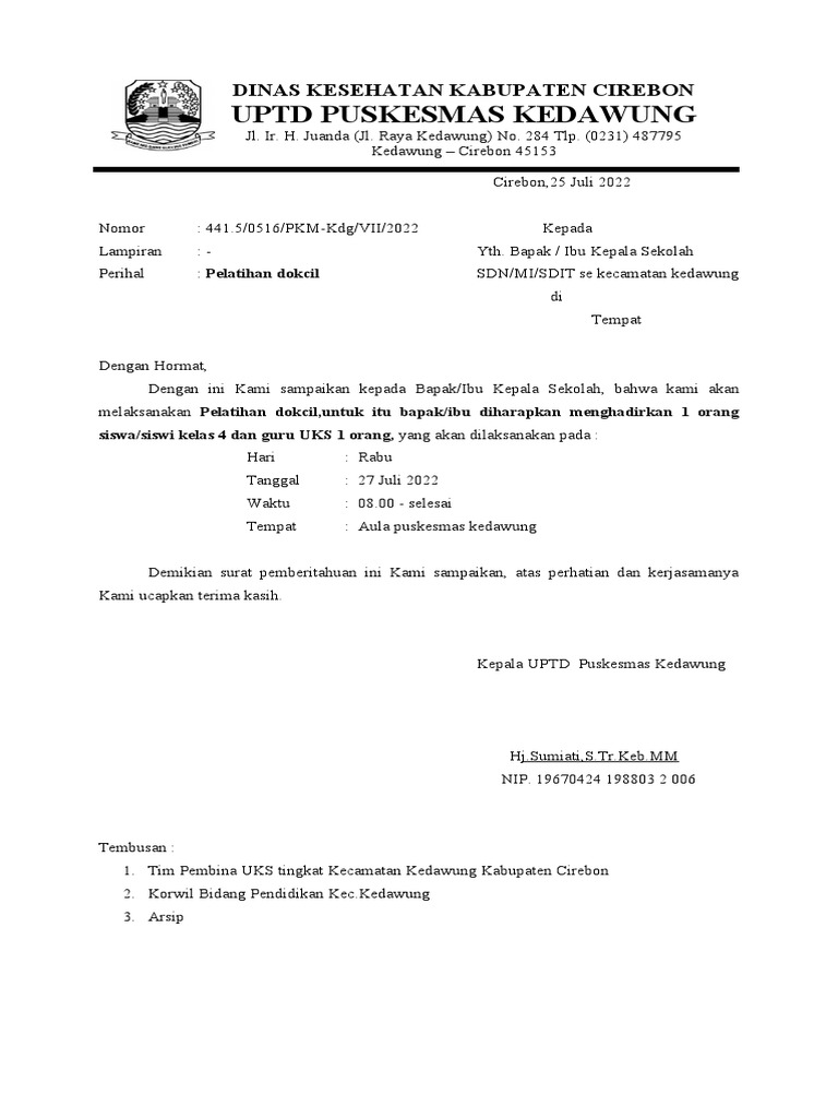 surat PELATIHAN DOKCIL dan KKR_2 | PDF
