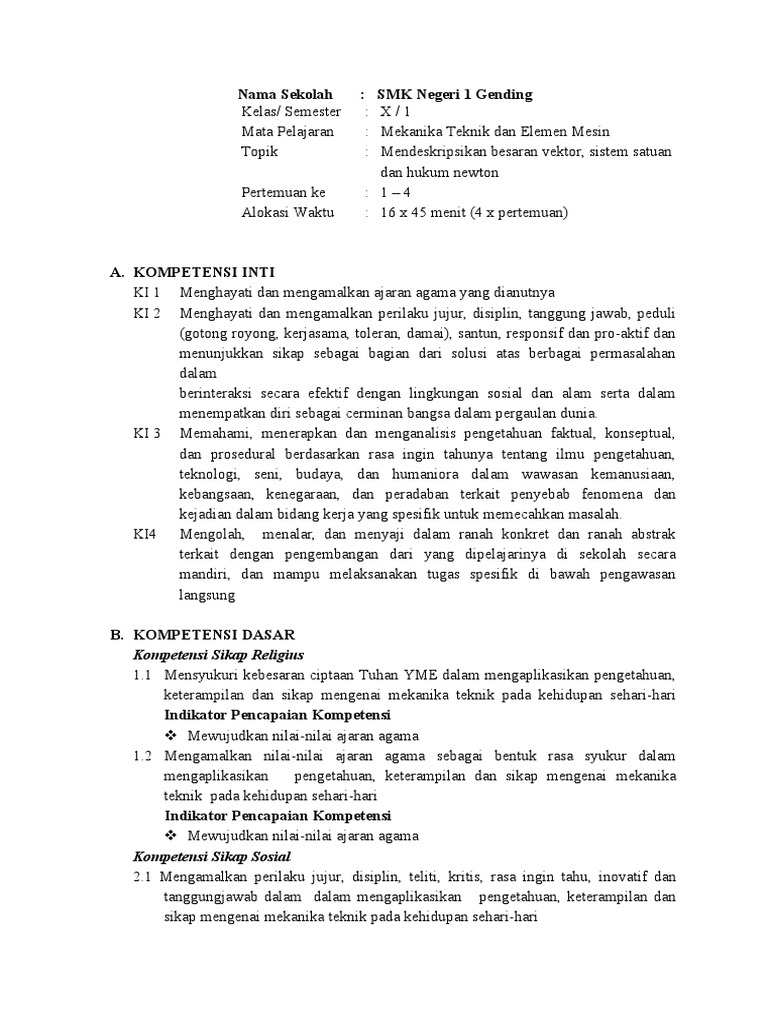 RPP Mektek KD 3.1 & 4.1 2015 | PDF