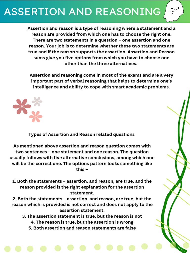 Assertion & Reason | PDF | Reason | Intelligence