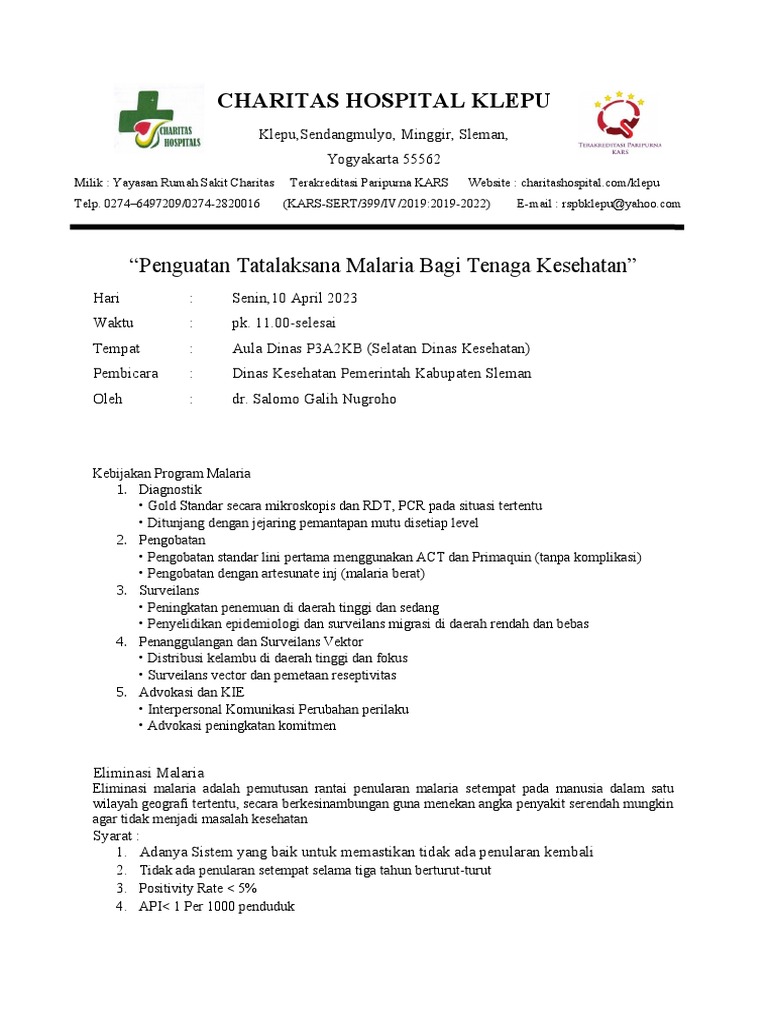 Laporan Tugas Luar Malaria - CHK | PDF