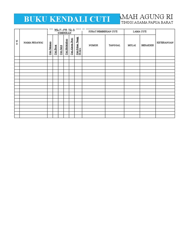 Format Buku Kendali Cuti | PDF