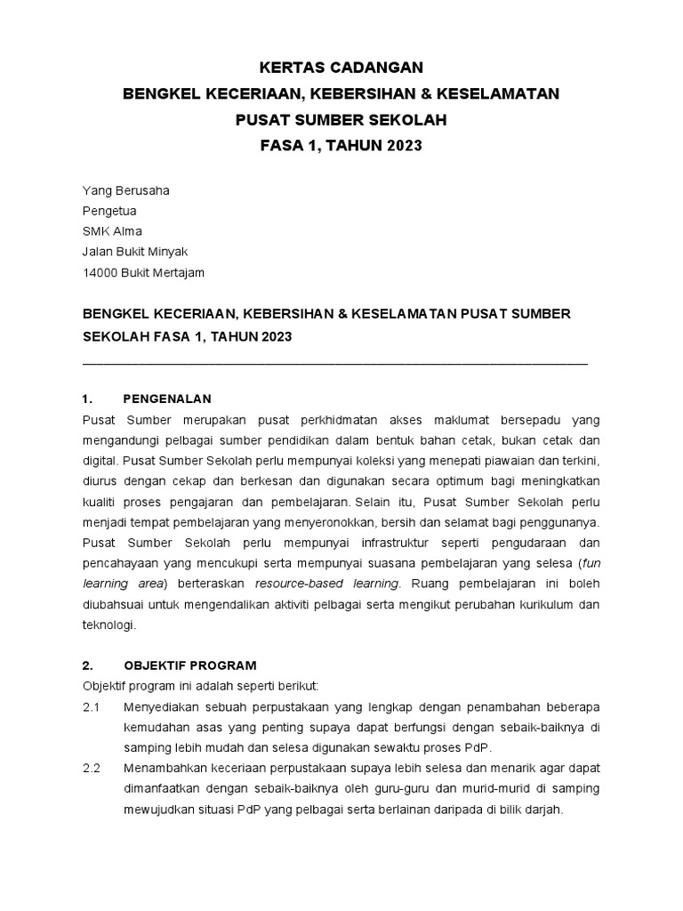 Contoh Kertas Kerja Program Yang Lengkap | PDF