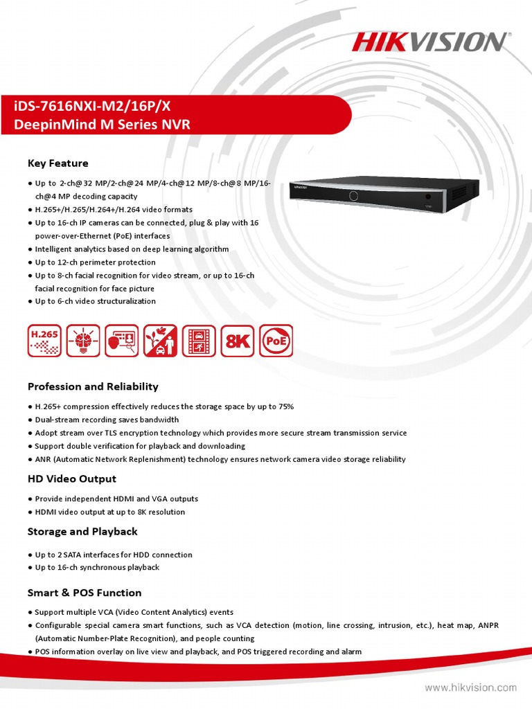 Datasheet of iDS 7616NXI M2 - 16P - X DeepinMind NVR - V4.61.200 ...