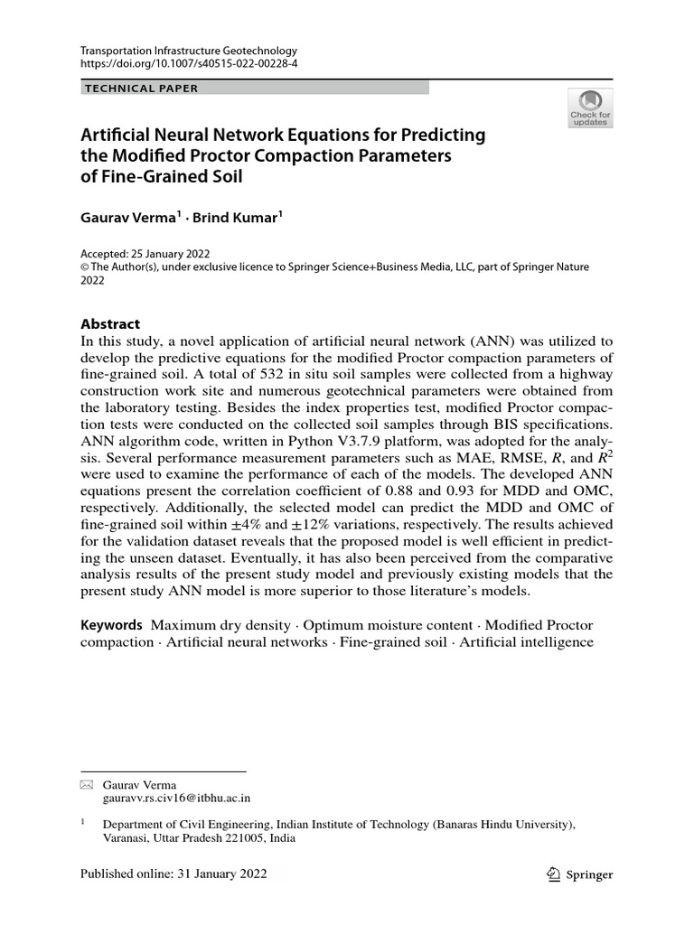 Artificial Neural Network Equations For Predicting The Modified Proctor Compaction Parameters Of