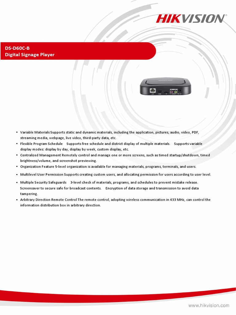 DS D60C B - 302504388 - Digital Signage Player - 20220906 | PDF | Digital Technology | Multimedia