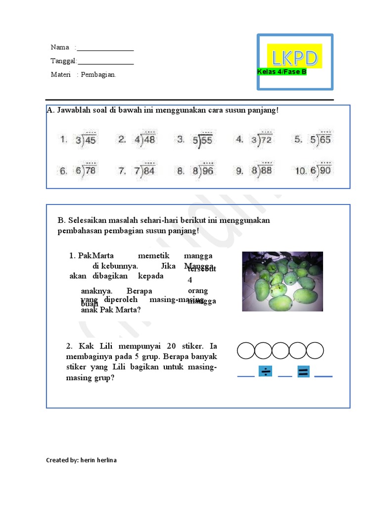 LK Menghitung Pembagian | PDF
