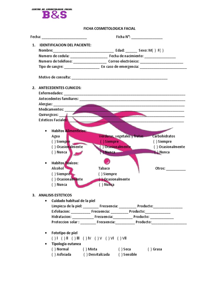 Ficha Cosmetologica | PDF